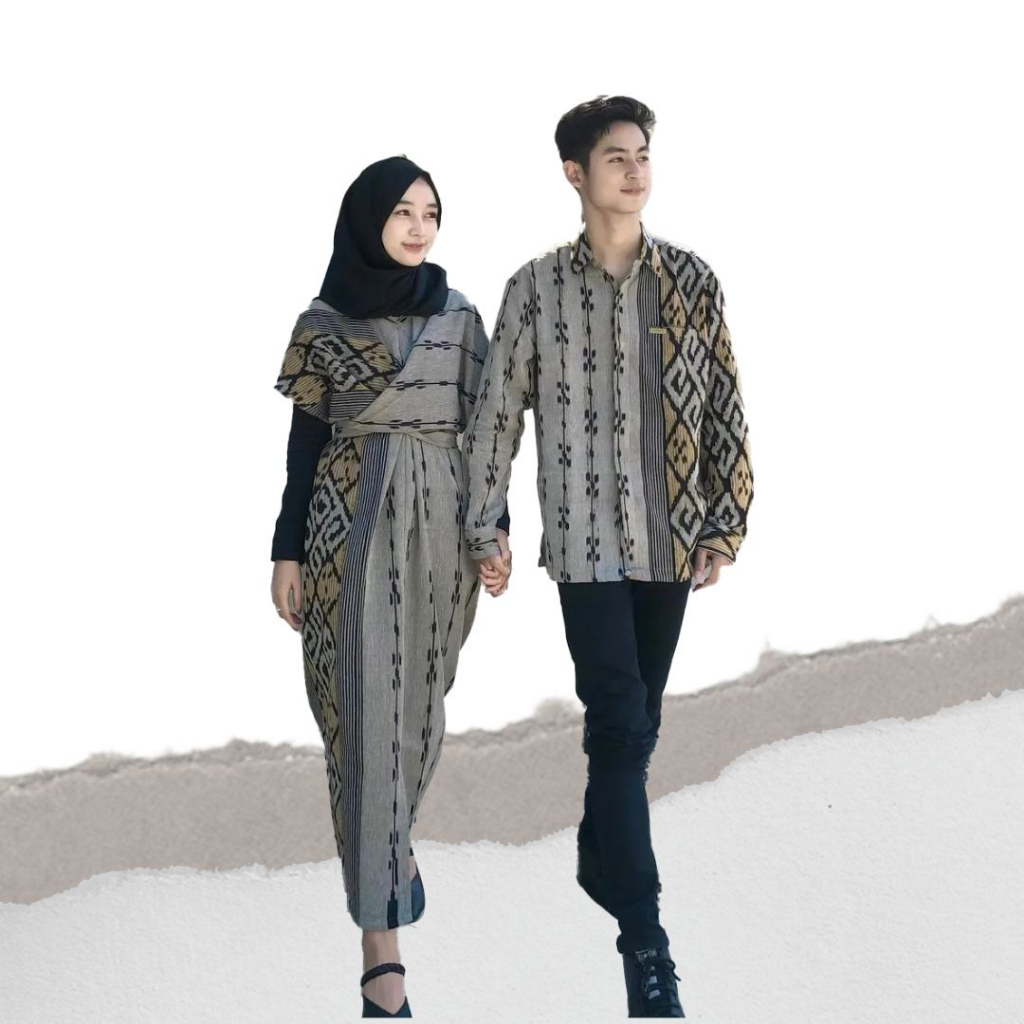Jual Anjalinesia Set Couple Tenun Etnik Kemeja Tenun Lengan Panjang dan Ayudisha Dress Tenun ...