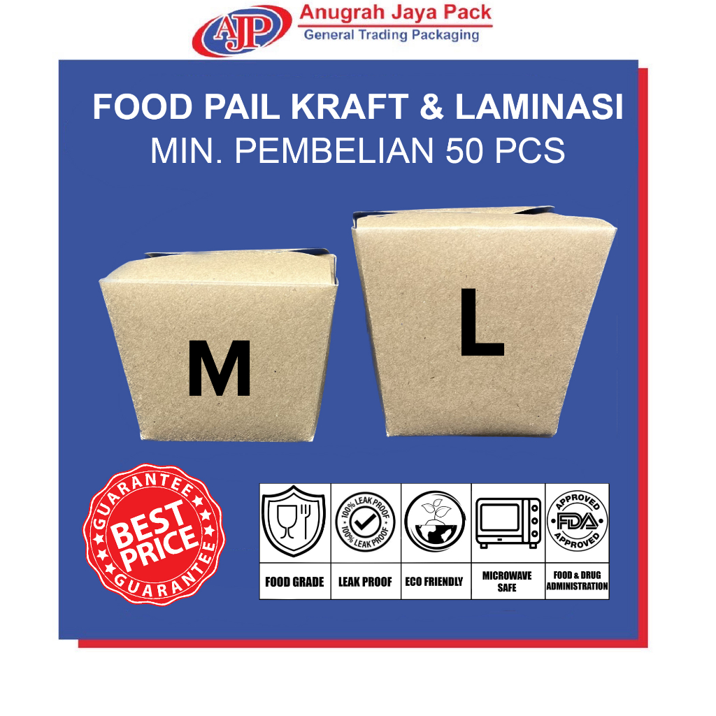Jual Food Pail Kraft L / Food Pail L / Paper Rice Box / Kraft Paper ...