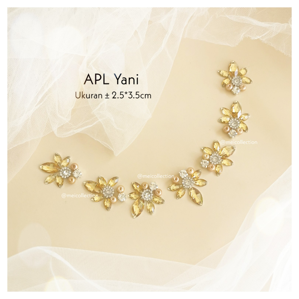 Jual payet rangkai bunga permata 3d APL Yani gold payet jahit | Shopee ...