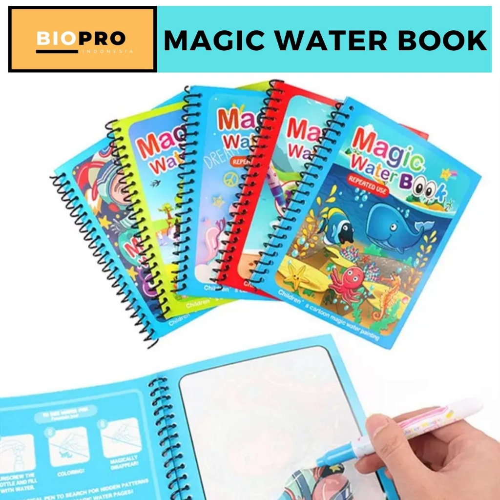 Jual Magic Water book Buku Mewarnai Ajaib Dengan Spidol Cair/ Buku ...