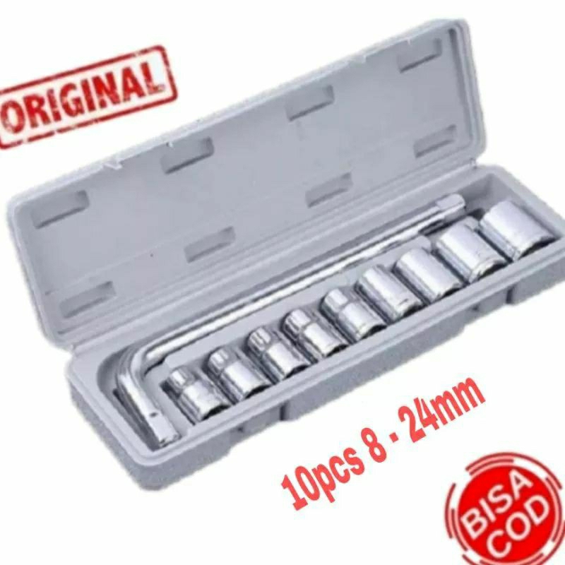 Jual Kunci Sok Pas 1 Set Socket Wrench 10 Obeng Alat Bengkel Buka Baut ...