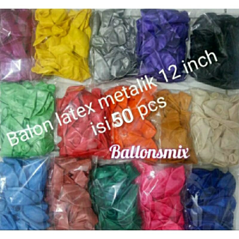 Jual Balon metalik ukuran 12 inch (1pack isi 50pc) / balon ulang tahun ...