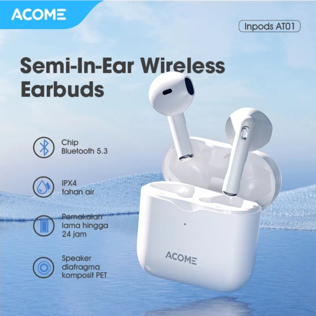 Jual ACOME INPODS AT01 5.3 BLUETOOTH EARPHONE HEADSET IPX4 WATERPROOF ...