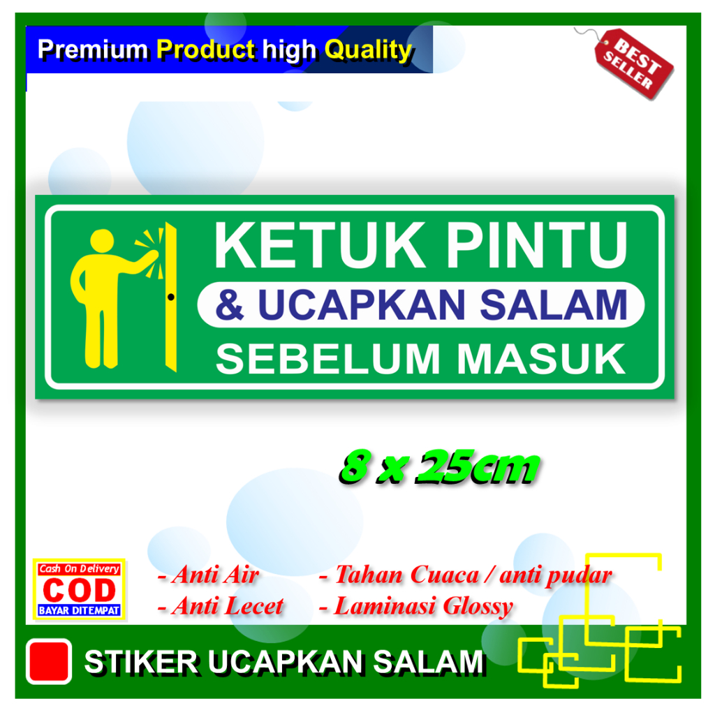 Jual Stiker ketuk pintu dan ucapkan salam sebelum masuk sticker rumah ...