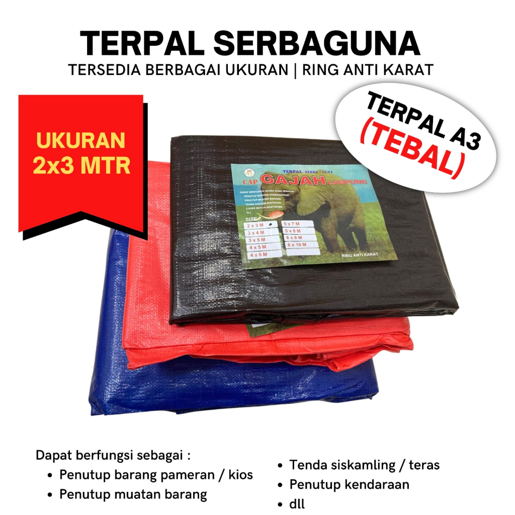 Jual Terpal Plastik A3 Ukuran [ 2 X 3 ], Terpal Jadi instant, UNTUK ...