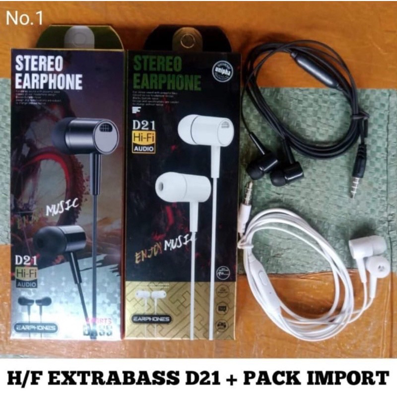 Jual Headset D21 Extrabass (Bisa Telfon & Music) | Shopee Indonesia