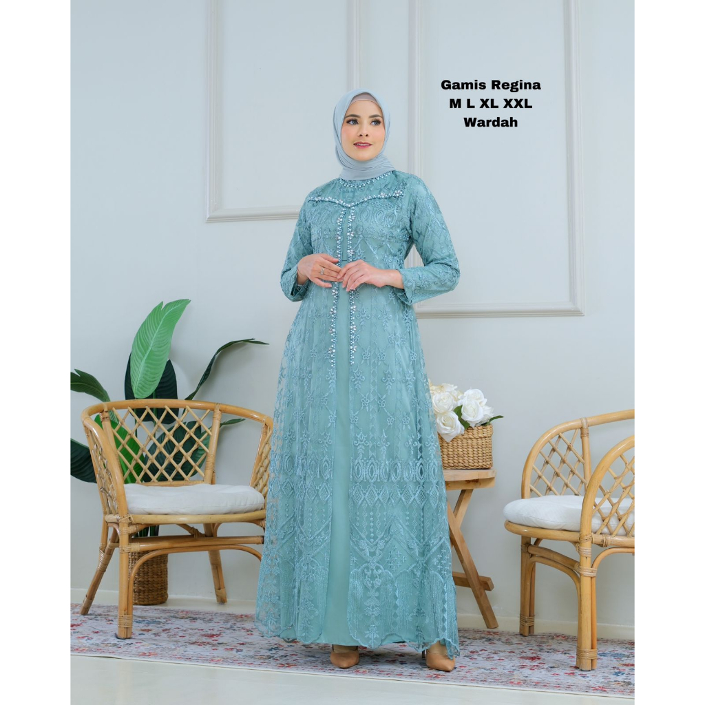 Jual GAMIS TERBARU REGINA DRESS TILE MUTIARA MIX SATIN VELVET PREMIUM ...