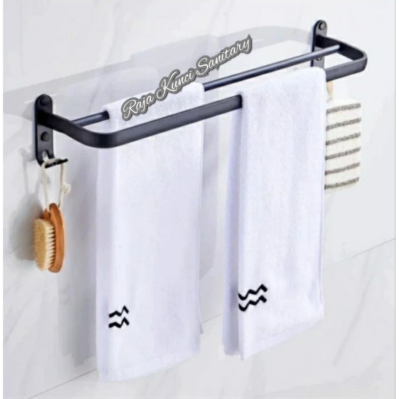 Jual Gantungan Handuk 2 Baris Hitam Black 60Cm/70Cm/Rak Handuk 2 Baris ...