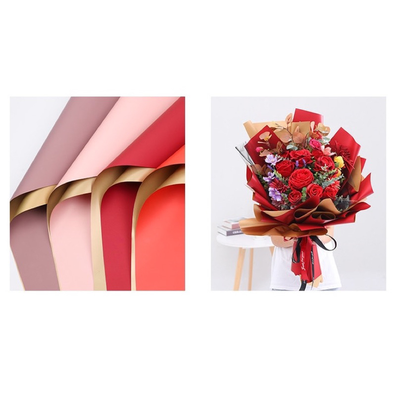 Jual KERTAS FLOWER WRAPPING BI COLOR GOLD CELLOPHANE ECER KERTAS BUKET ...