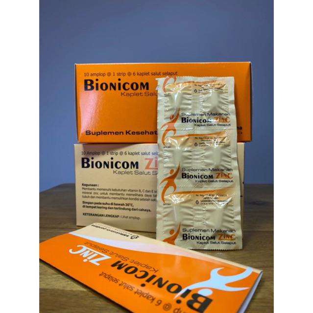 Jual 1 Strip 6 Kaplet BIONICOM ZINC Multivitamin Vitamin Murah Original ...