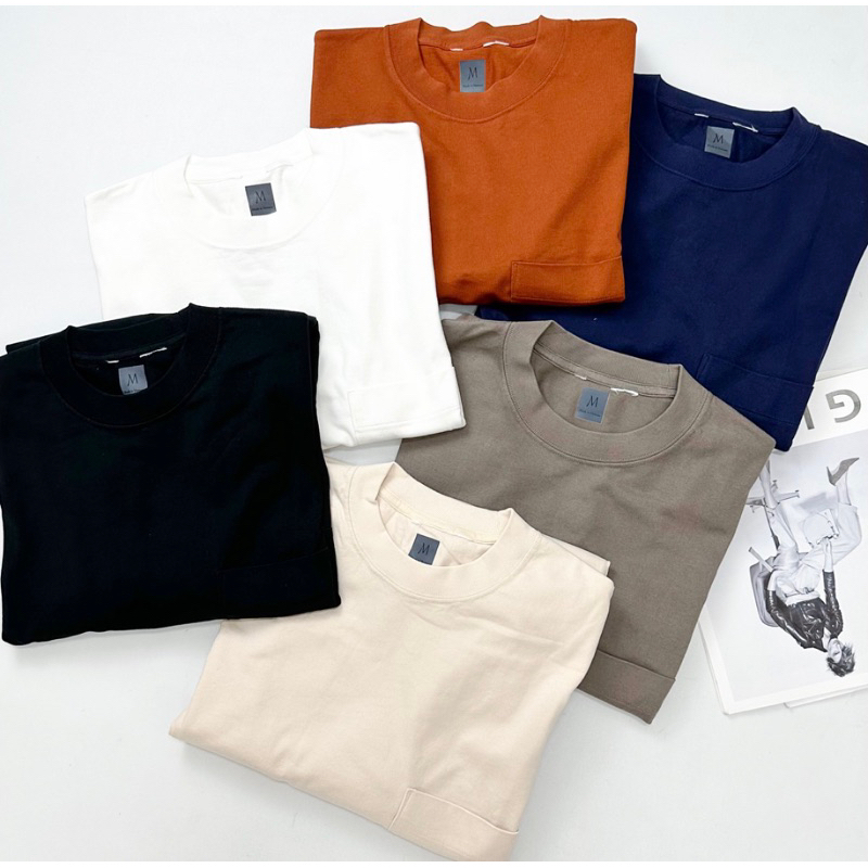 Jual Unq Cotton Crewneck Pocket LS Tees (6 Colours) | Shopee Indonesia