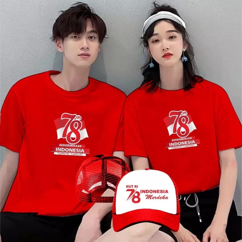 Jual Kaos T-Shirt Distro HUT RI Ke 78 Dirgahayu Kemerdekaan Republik INDONESIA Catton Combed 30s ...