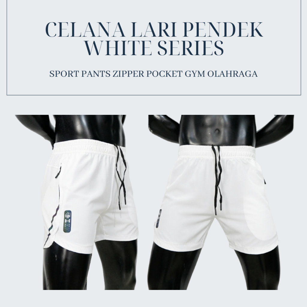 Jual Oppa Style Shop CELANA LARI PENDEK WHITE SERIES ZIPPER POCKET GYM ...