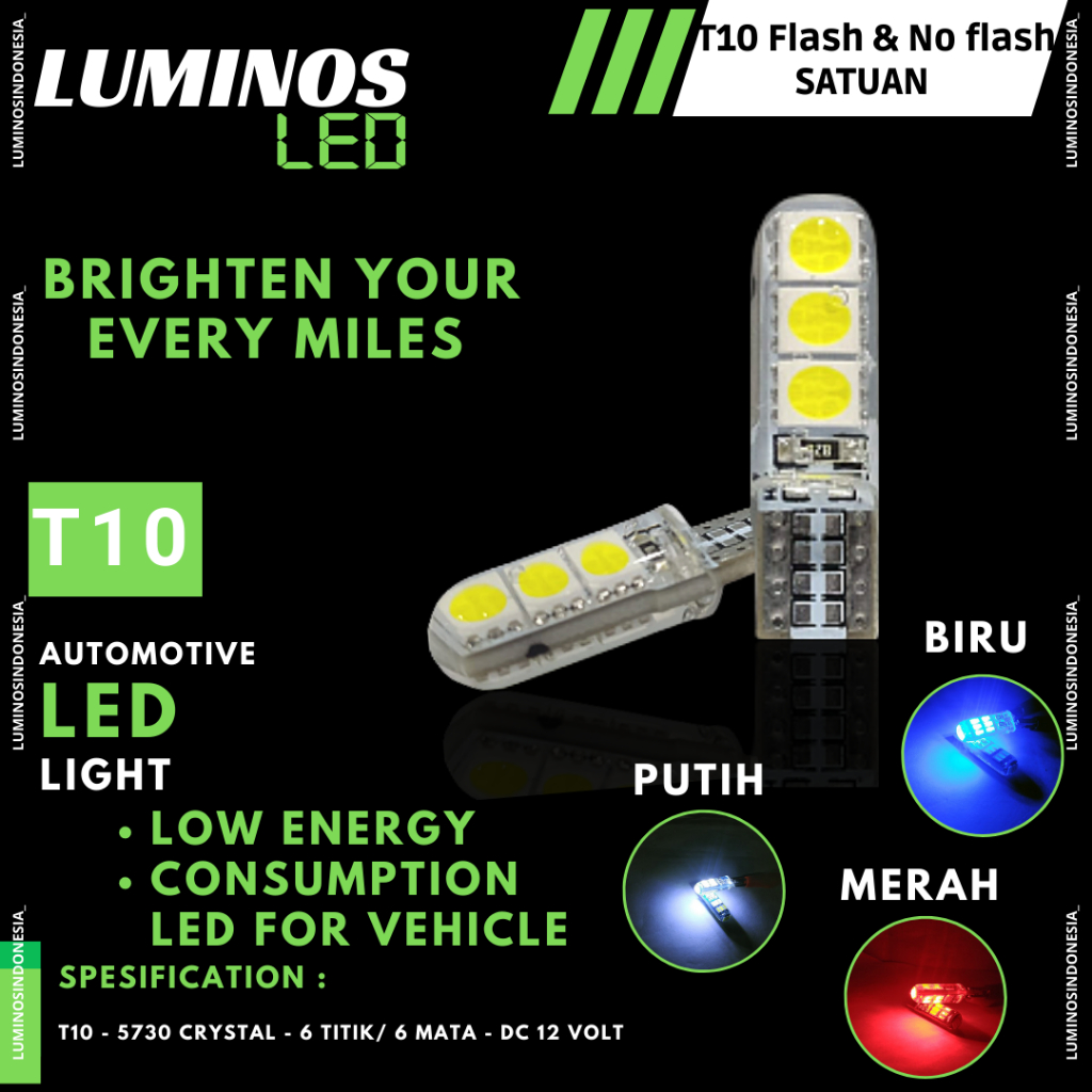 Jual LAMPU LUMINOS LED T10 SENJA SEN SEIN JELLY LAMPU PLAT MUNDUR SUPER ...