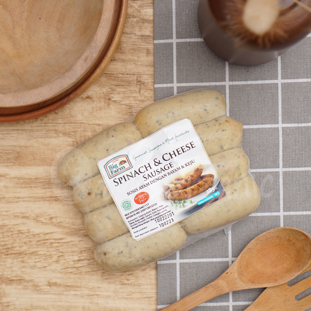 Jual Sosis Spinach & Cheese Big Farm Cocktail - Sosis Ayam Bayam Keju ...
