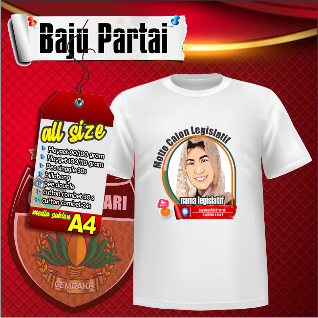 Jual KAOS CALEG, PARTAI, KAMPANYE murah FREE DESIGN prenium | Shopee ...