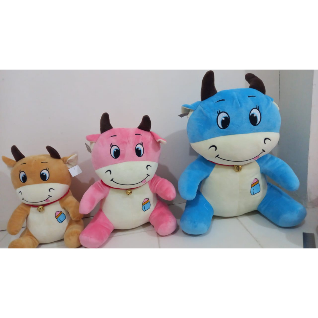Jual Boneka binatang sapi lucu duduk bahan yelvo ukuran 35cm | Shopee ...