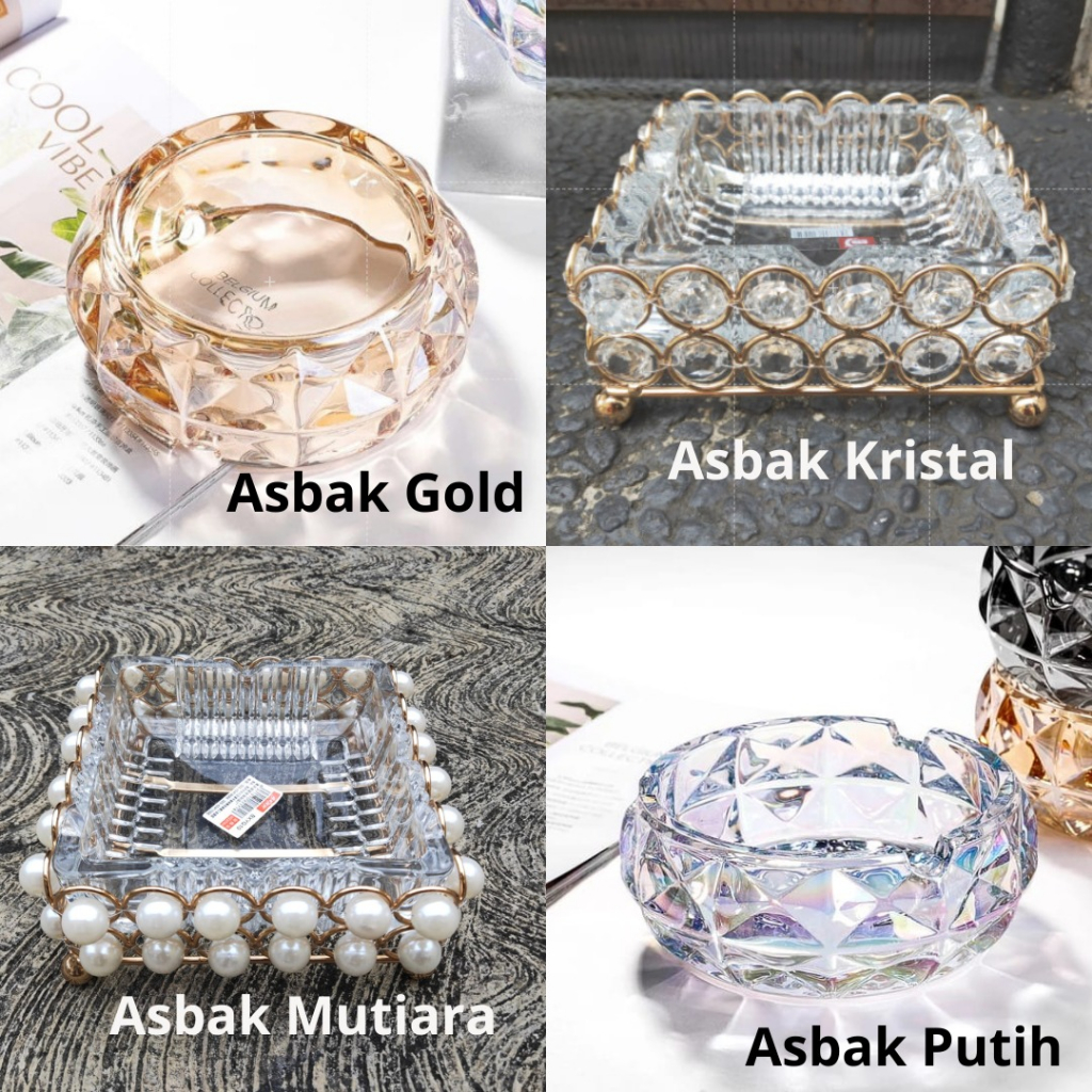 Jual Asbak bulat gold/Asbak Bulat silver/Asbak Kristal / Asbak mutiara ...
