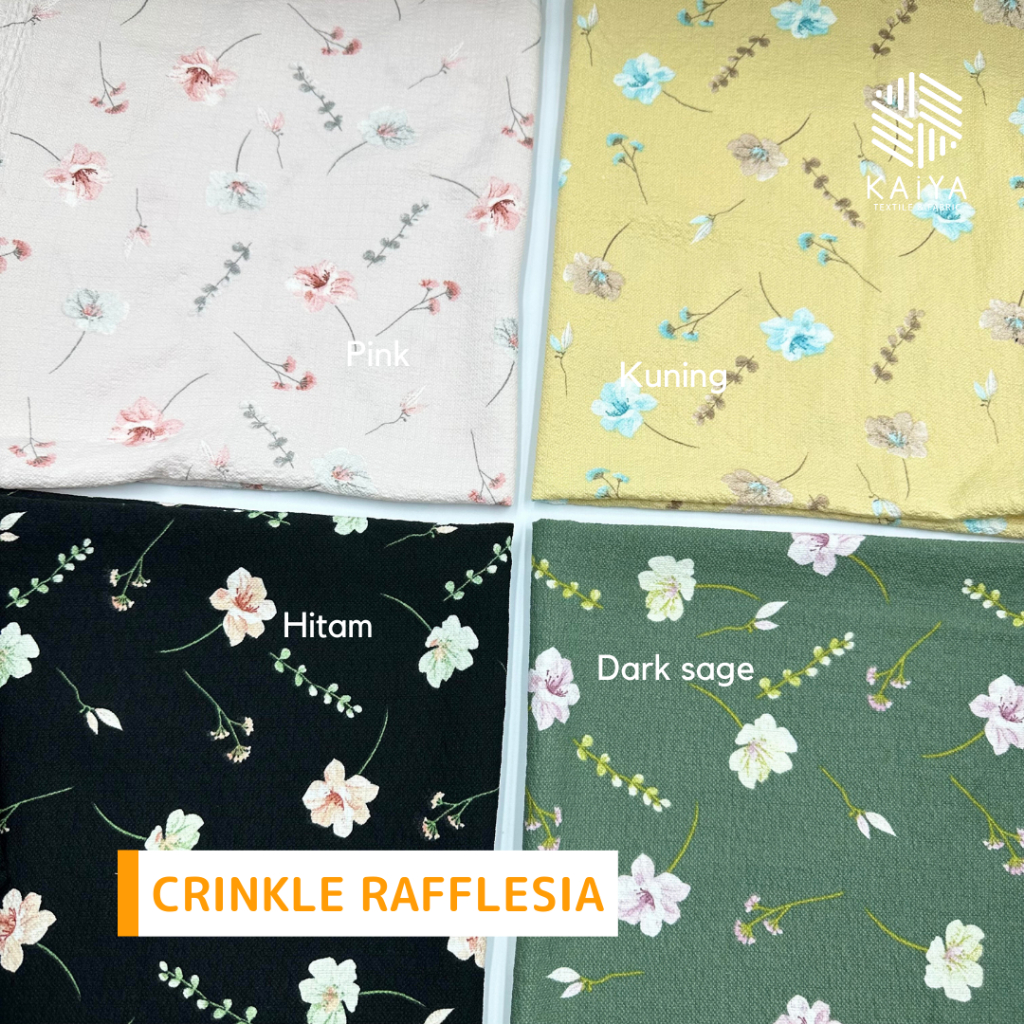 Jual Bahan Kain Crinkle Kringkle Kringkel Motif Rafflesia Kaiya Textile ...