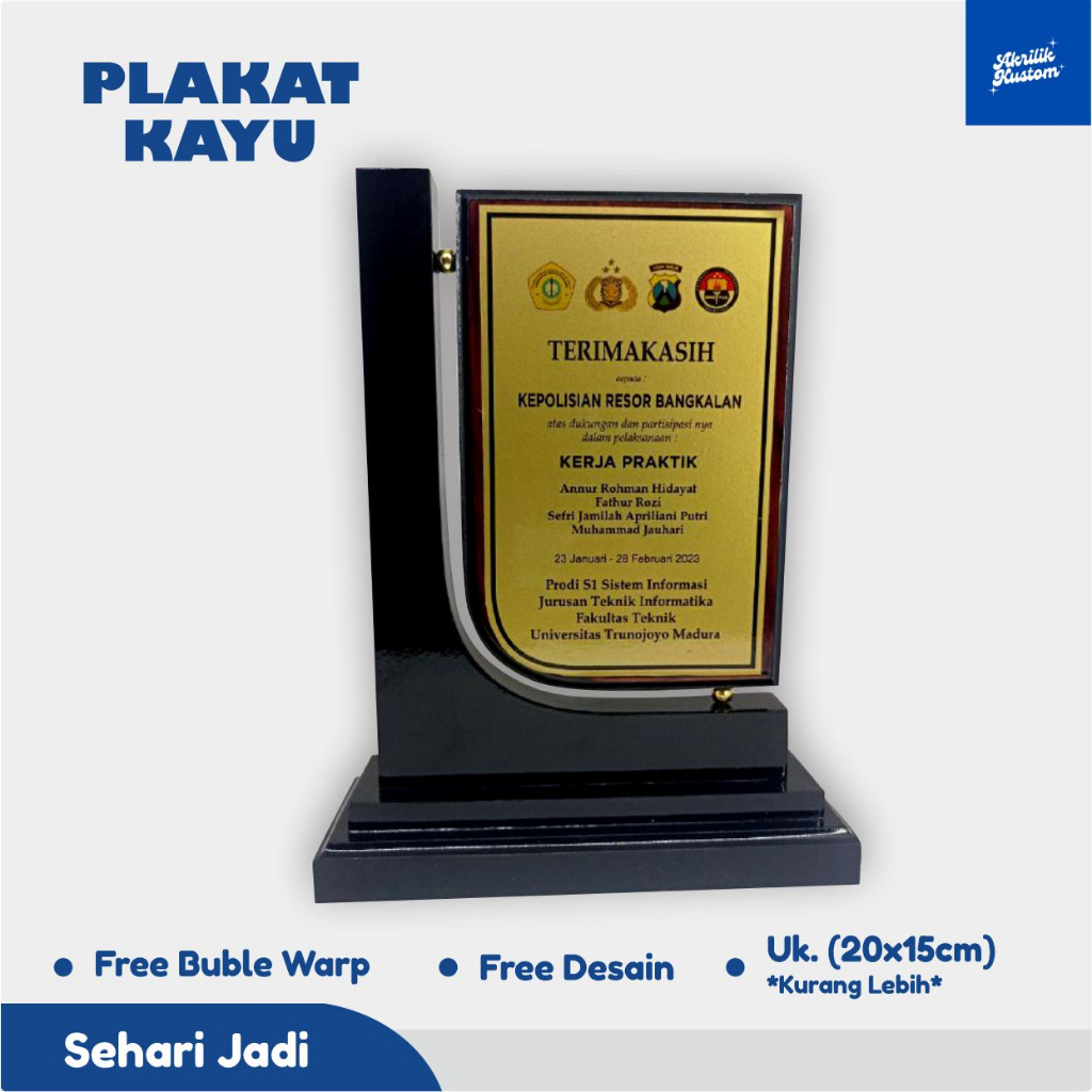 Jual Plakat Kayu Pernik Penghargaan / Plakat Ucapan Terima Kasih ... Jual Plakat Kayu Pernik Penghargaan / Plakat Ucapan Terima Kasih ...