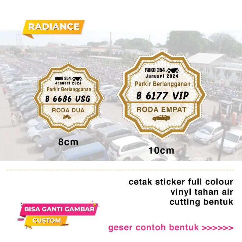 Jual stiker parkir langganan cutting bentuk bahan vinyl motor mobil ...