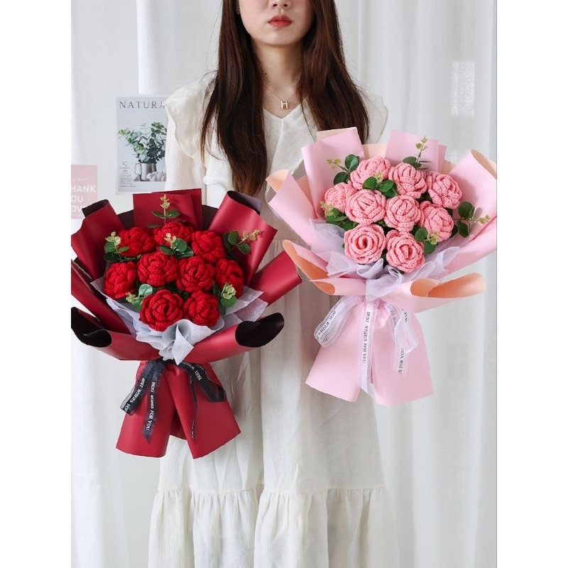 Jual BUKET BUNGA MAWAR RAJUT | CROCHET ROSE FLOWER BOUQUET [HANDMADE ...