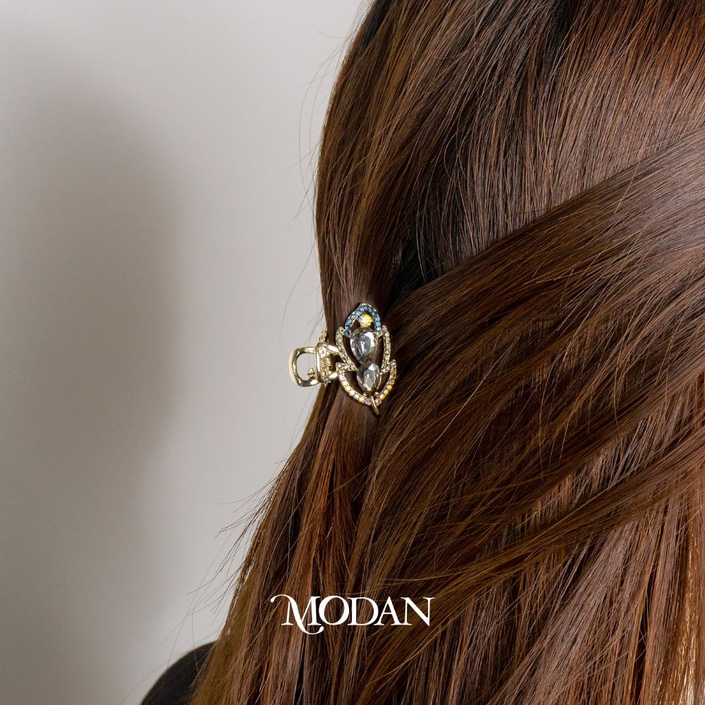 Jual Modan - Sparkling Colorfull Leaf Shaped Mini Hair Claw Hairpins ...