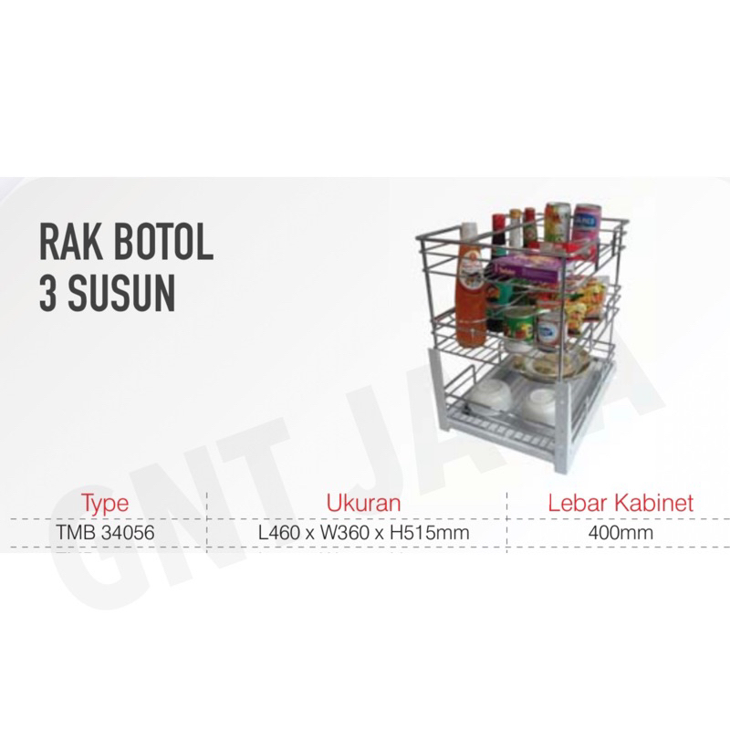 Jual RAK BOTOL 3 SUSUN 34056 3susun tingkat kabinet lemari bawah dapur ...