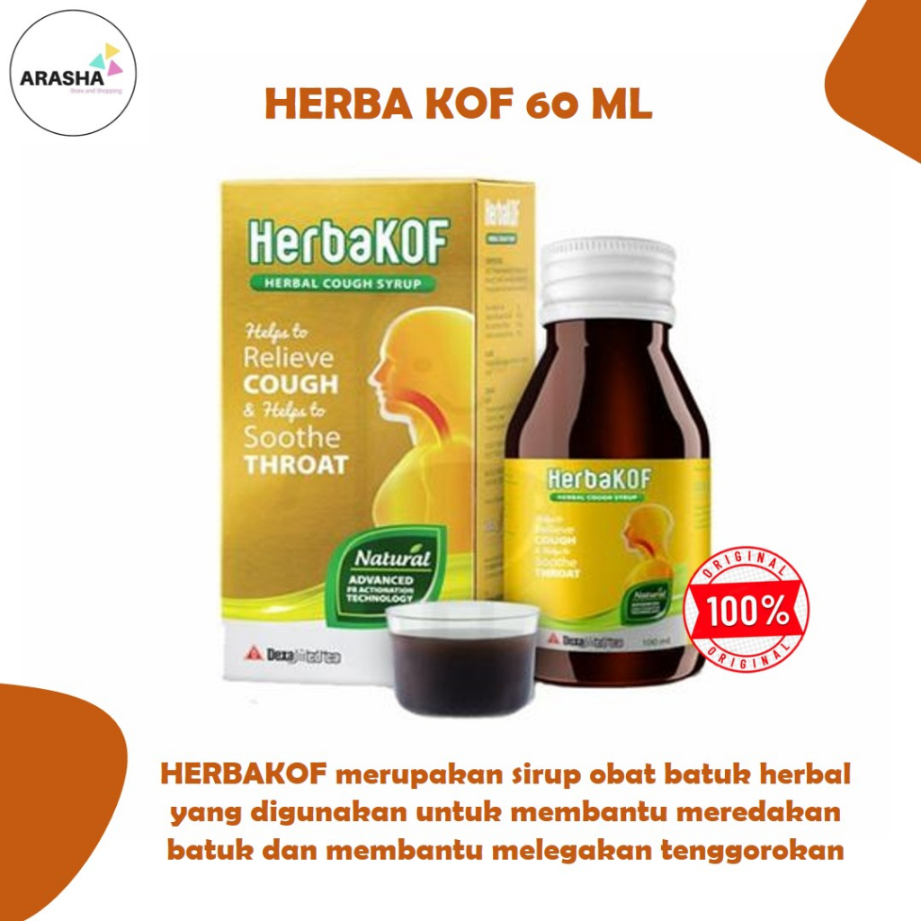 Jual HERBA KOF SIRUP 60ML - OBAT BATUK HERBAL - MELEGAKAN TENGGOROKAN ...