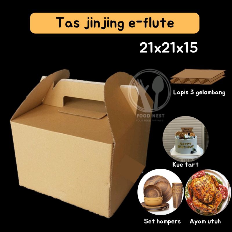 Jual gablr box jinjing / kotak kue ultah / dus tart 21x21x15 / gable ...