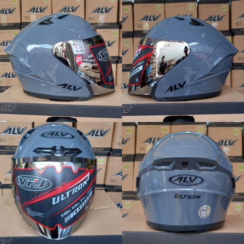 Jual Helm alv ultron solid stone grey glossy original sni visor iridium ...