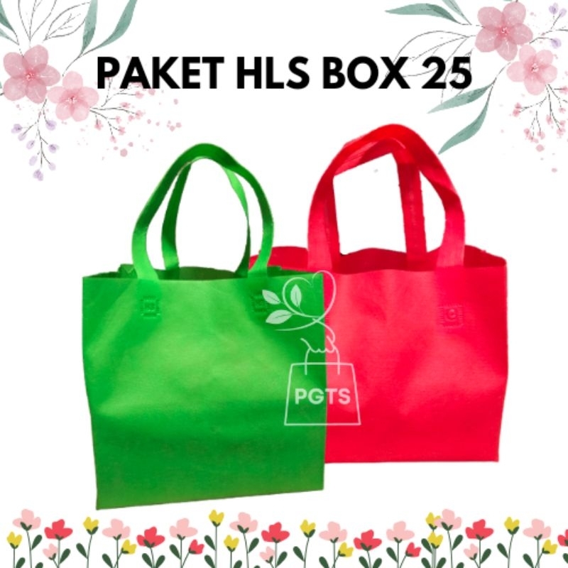 Jual Paket HLS Box 25 Tas cake/ box kotak nasi goodiebag bolu tas spunbond | Shopee Indonesia