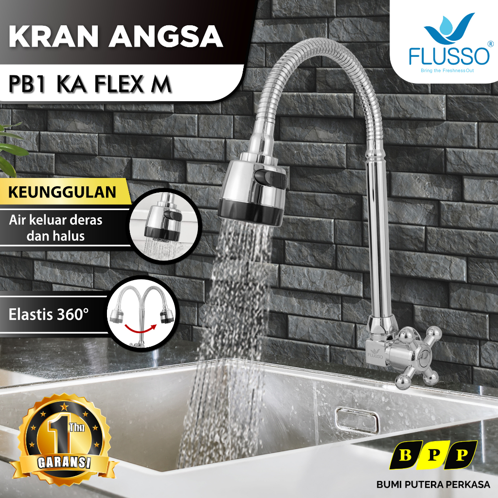 Jual Kran Angsa Flexible Flusso Jantung Kuningan Keran Sink Cuci Piring ...
