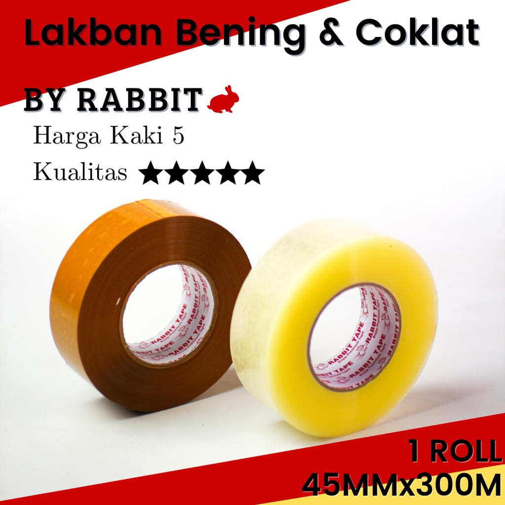 Jual RABBIT TAPE lakban Bening lakban Coklat 45 mm x 500 Yard plakban ...