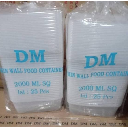 Jual [25 SET] Thinwall DM 2000ml Square / Kotak Makan persegi 2000ml ...