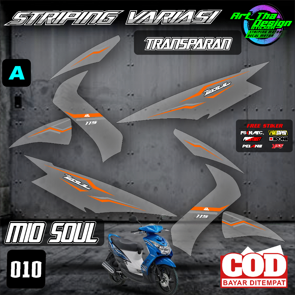 Jual Sticker Transparan UV Yamaha Mio Soul 010-Stiker Striping Variasi ...