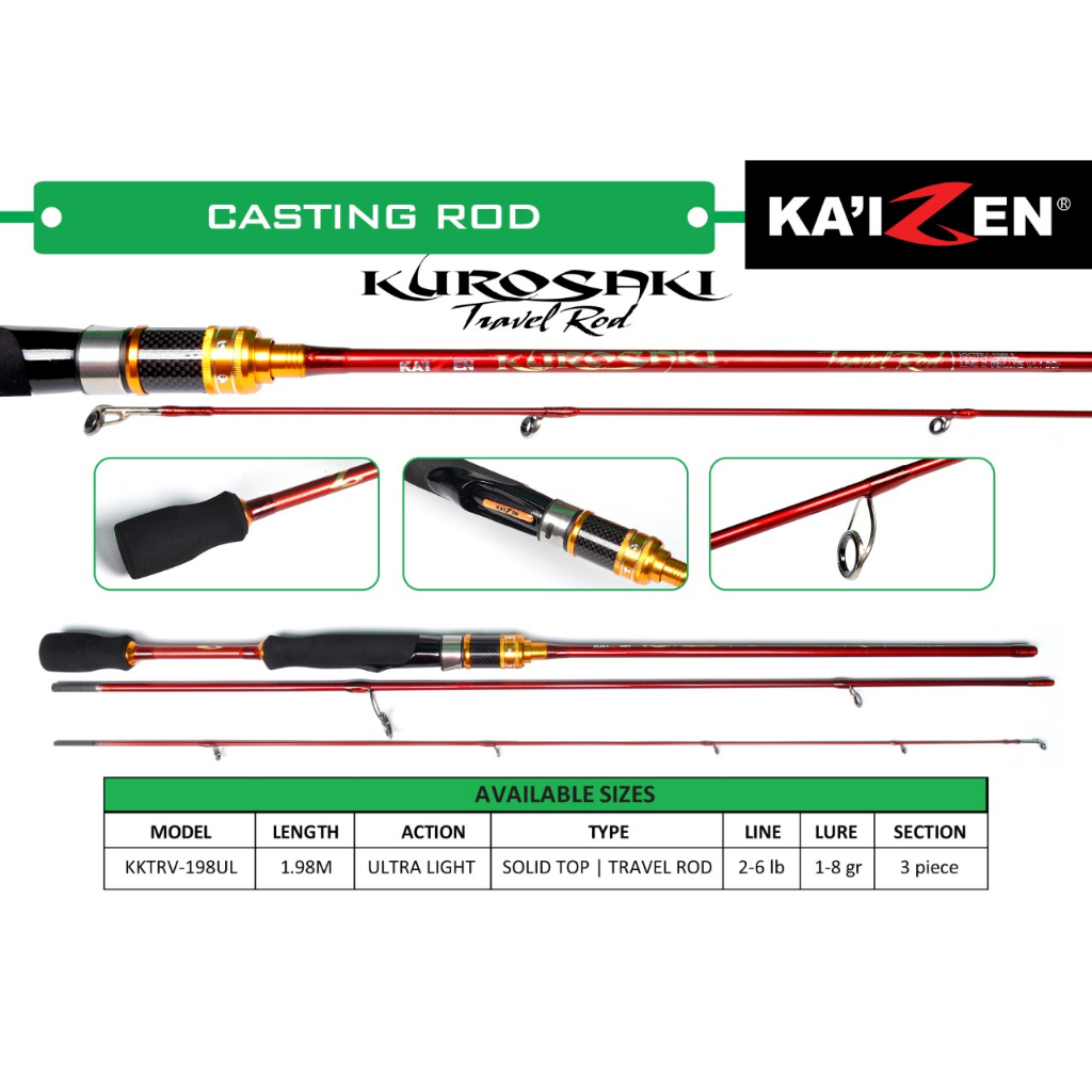 Jual Joran Pancing CARBON UL KAIZEN KUROSAKI 198 Sangat LENTUR dan KUAT | Shopee Indonesia