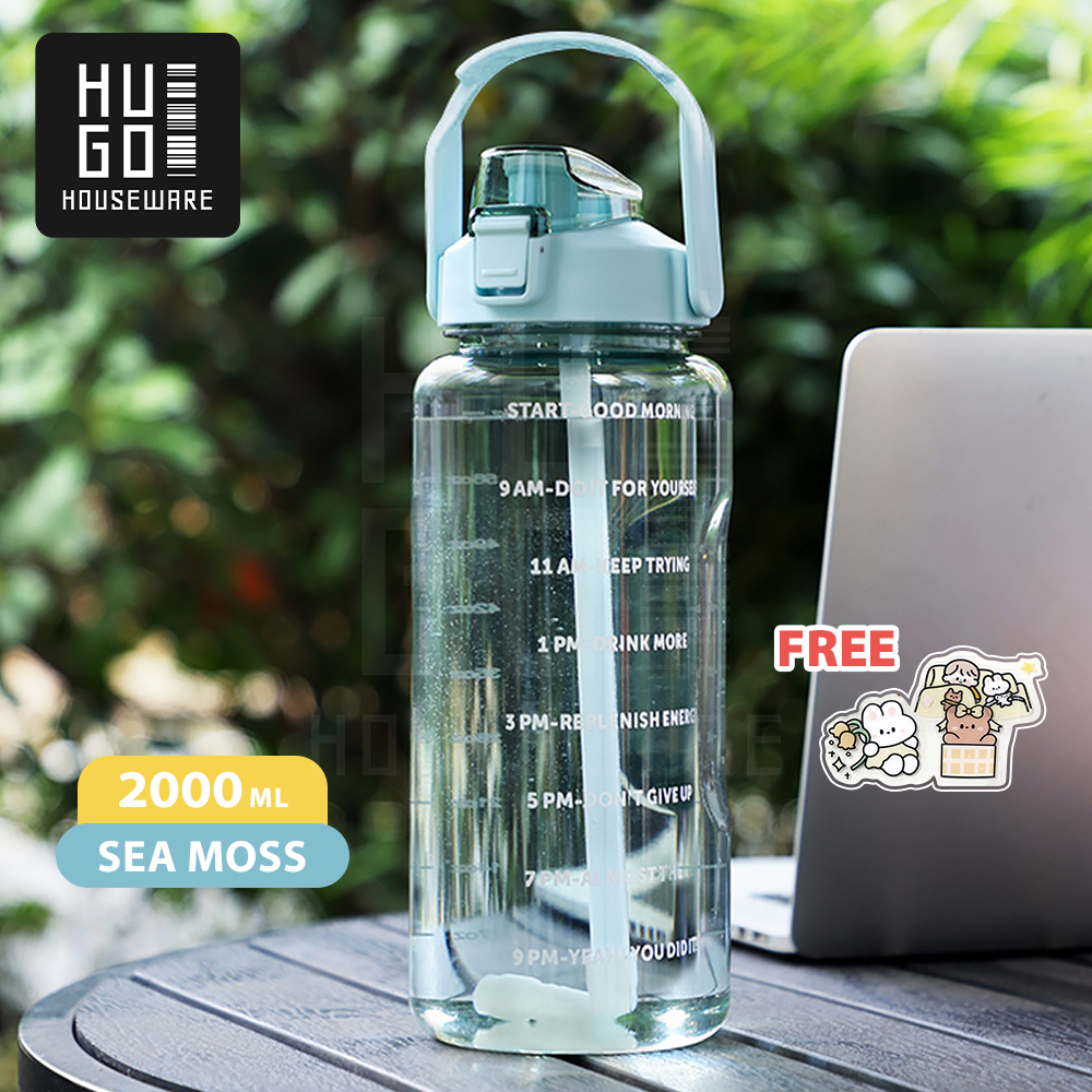 Jual HUGO Botol Minum 2 Liter Jumbo Besar Anti Bocor Botol Air Motivasi ...
