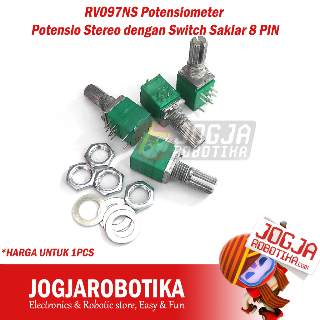 Jual RV097NS 5 Pin 8 Pin Potensiometer Potensio Mono Stereo Plus Dengan ...