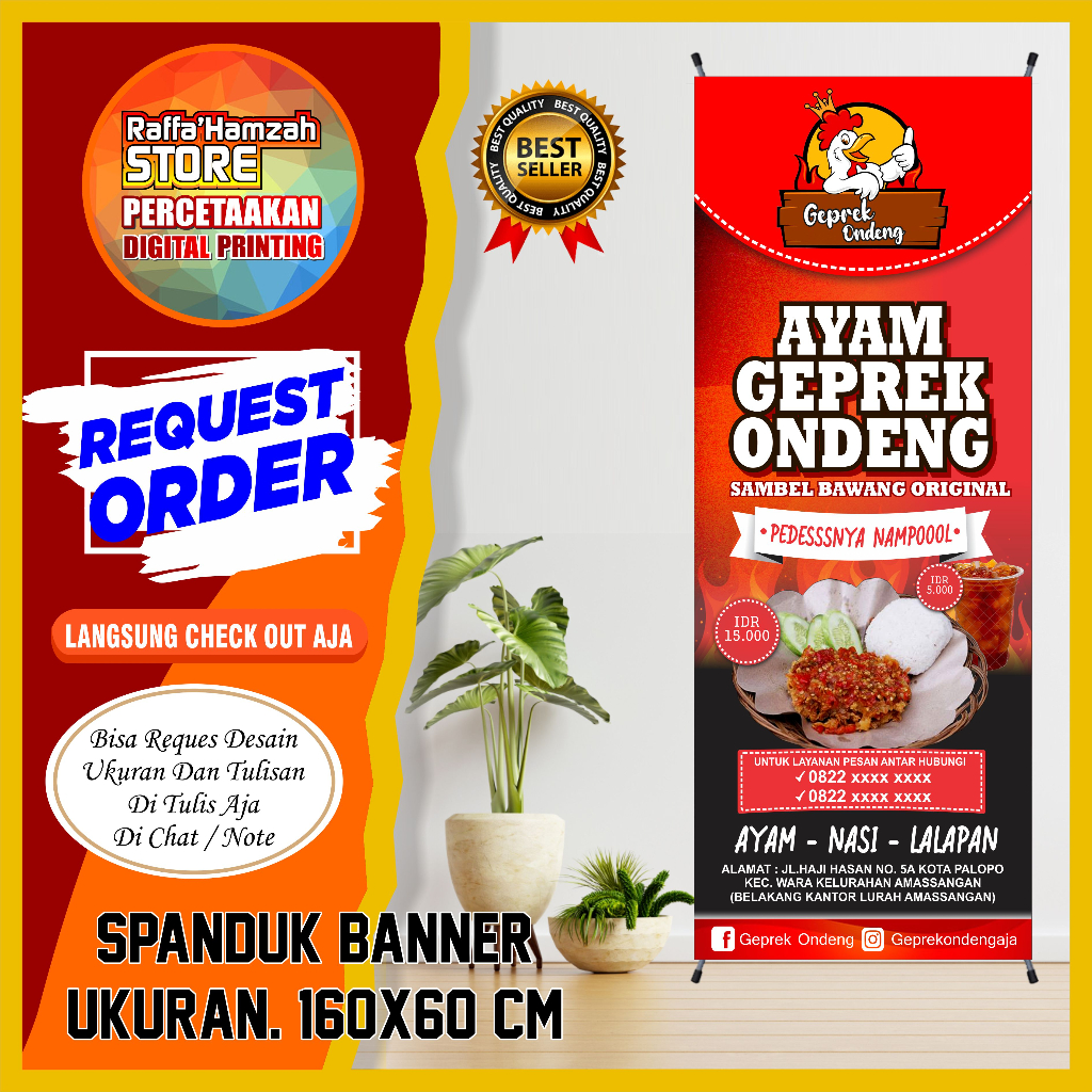 Jual Spanduk, Banner Ayam Geprek Spanduk Ayam Geprek Uk. 160x60 Cm ...