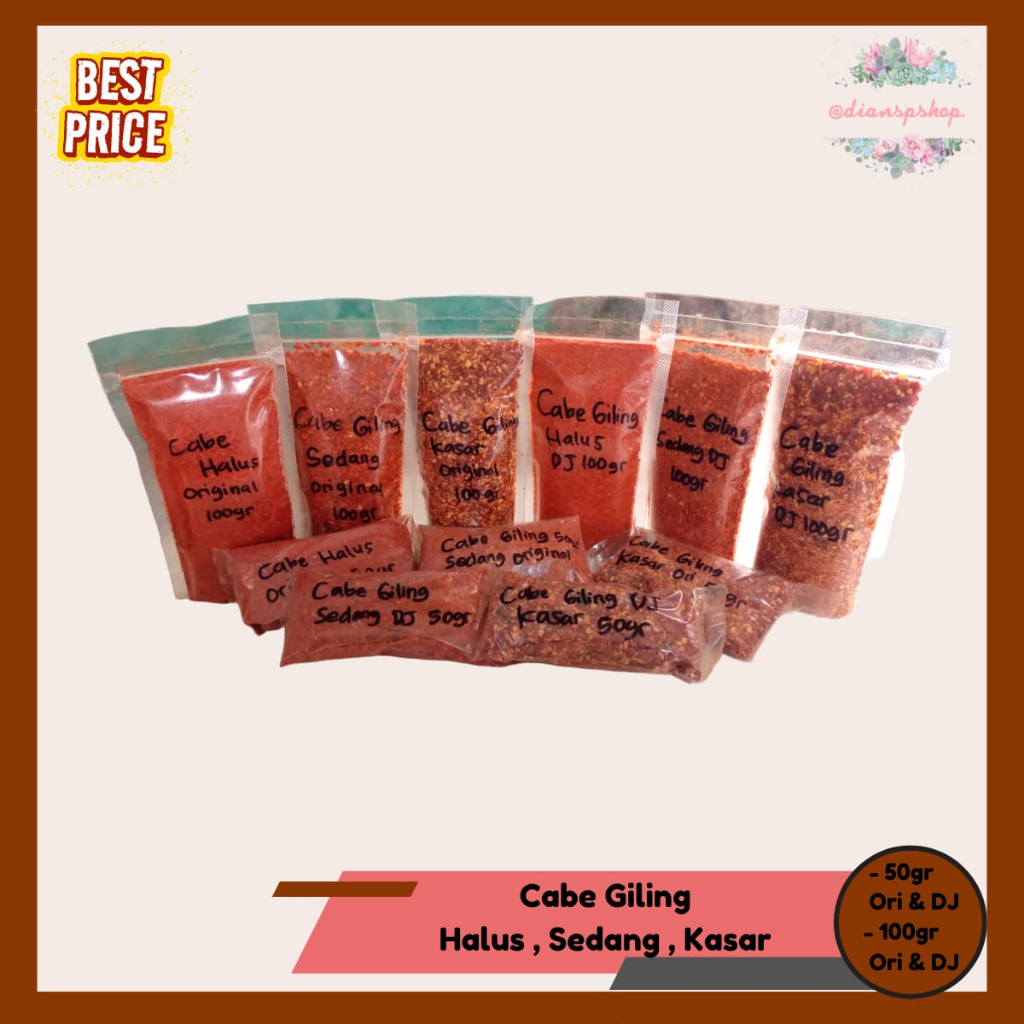 Jual Cabe Giling 50gr & 100gr Untuk Aneka Makanan Kuah dan Kering ...