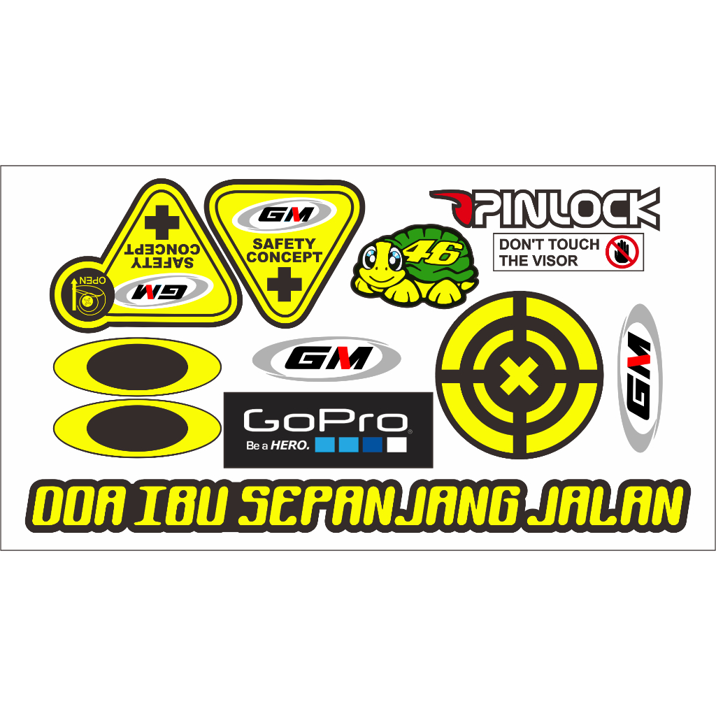 Jual Stiker Kaca Helm | Stiker Set visor helm G.M | Shopee Indonesia