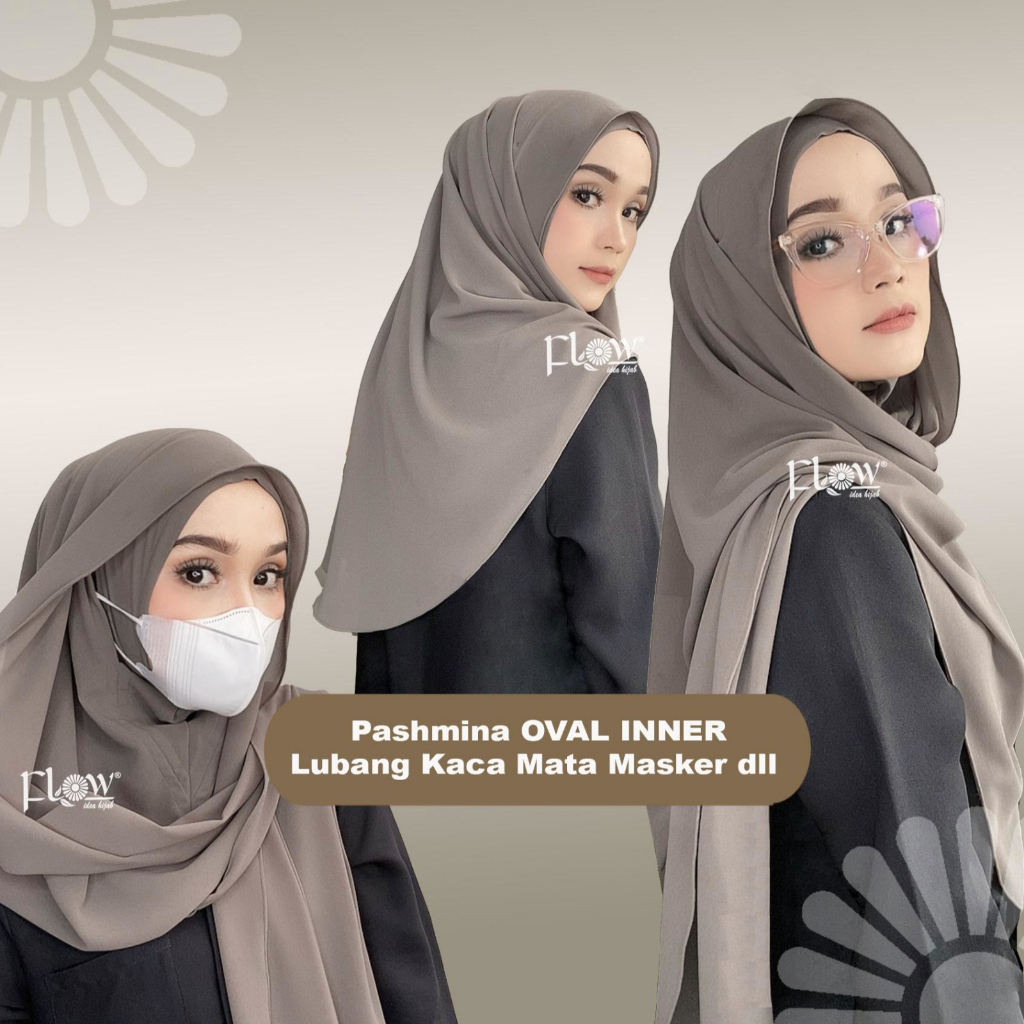 Jual ORI Flow Idea Hijab (BONUS Bros Anting) Pashmina Instan Inner Oval pasmina iner ...