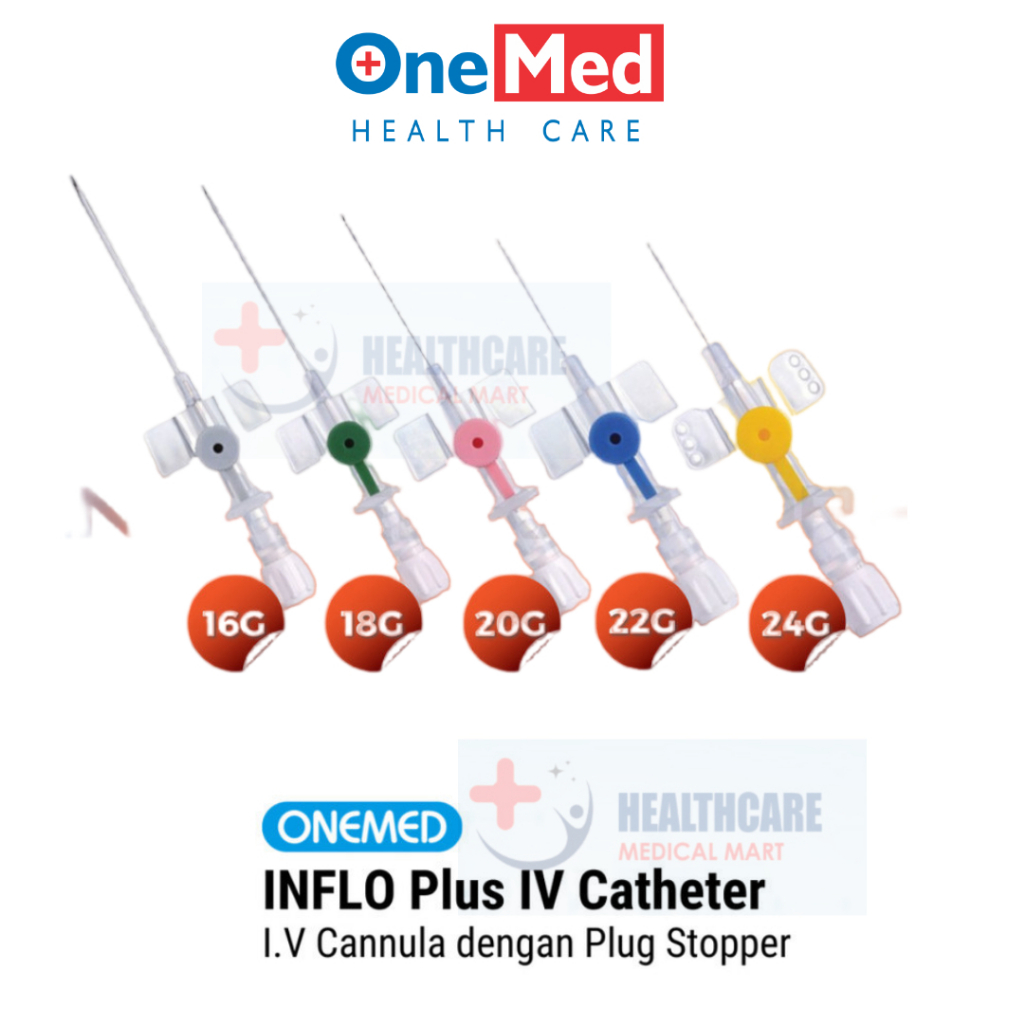 Jual Inflo Plus I.V. Cathether OneMed / Abocath 18, 20, 22, 24G harga ...
