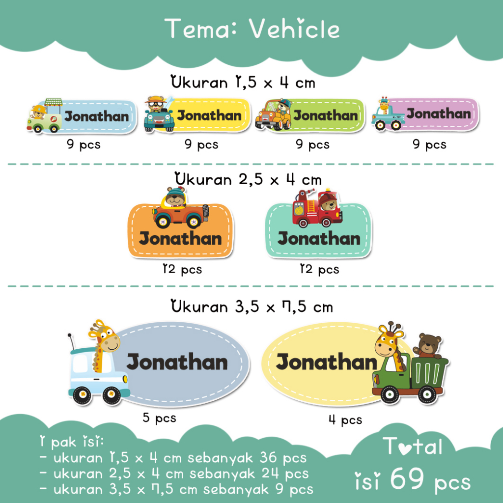 Jual Stiker nama anak / sticker nama / sticker anak / stiker label nama ...