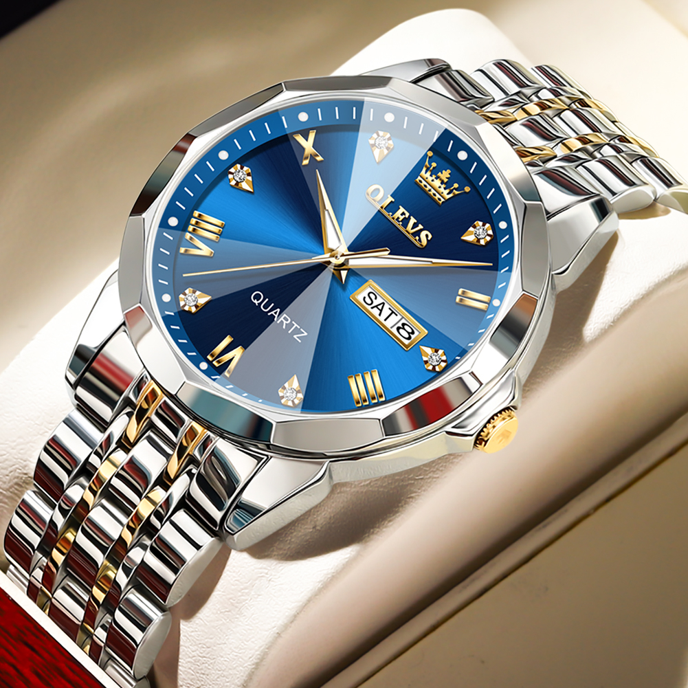 Jual OLEVS Jam Tangan Pria Anti Air Original Rantai Keren Terbaru Mewah ...