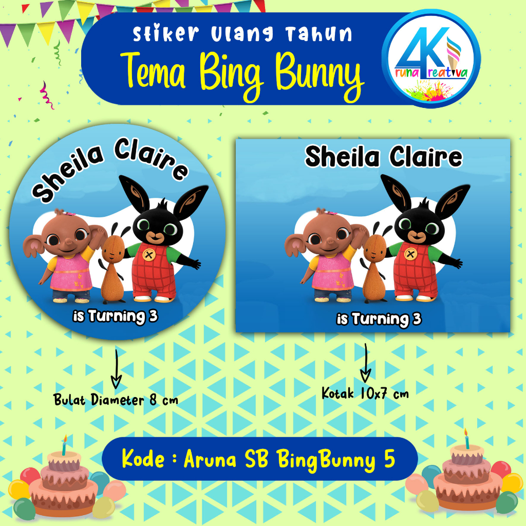 Jual Arunakreativa - 8Pcs Stiker Ulang Tahun Anak Bing! and Friends ...