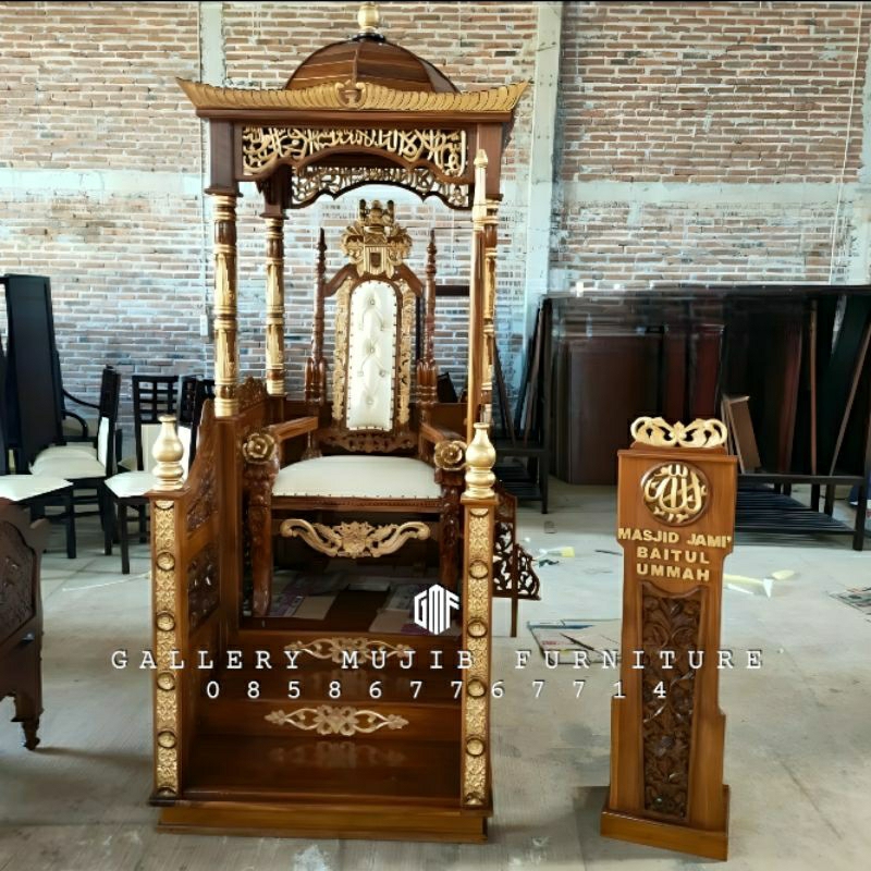 Jual mimbar masjid kayu jati mimbar masjid Jepara mimbar masjid kubah ...