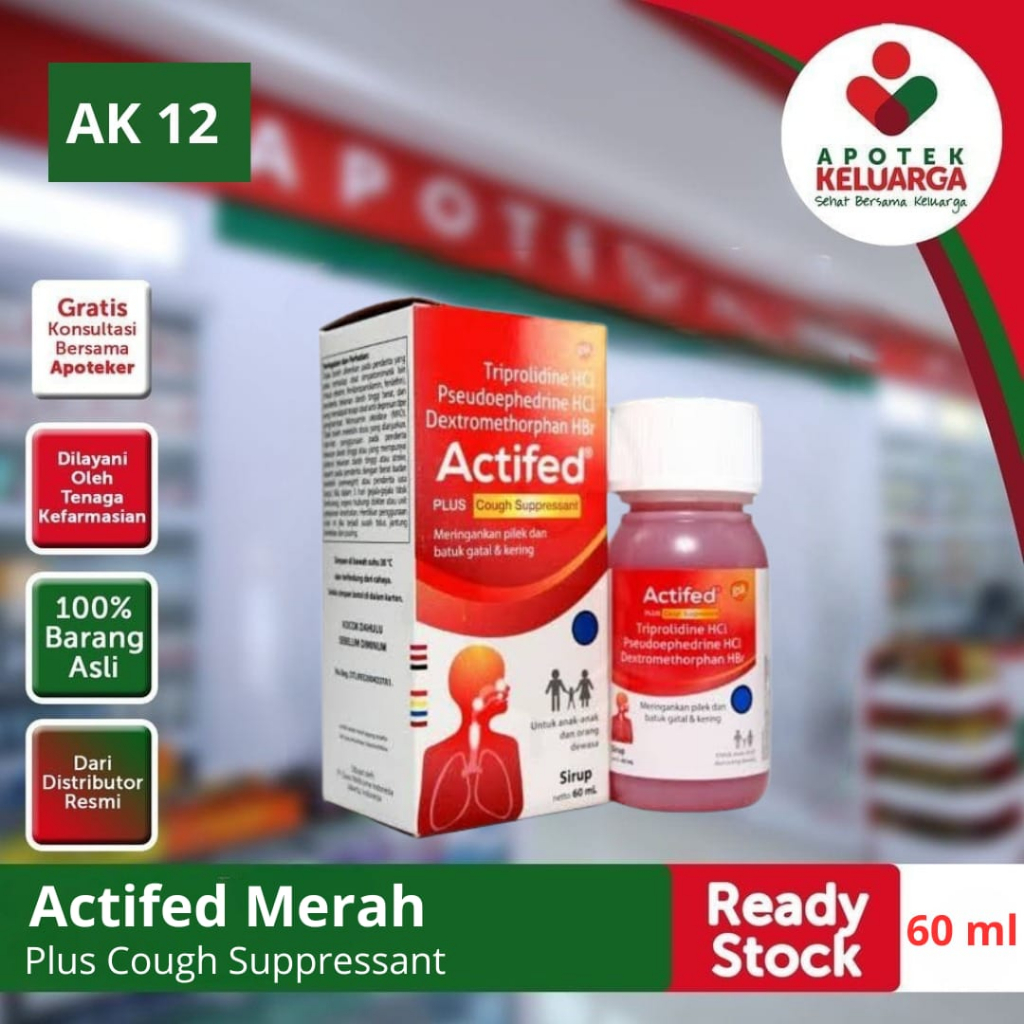 Jual ACTIFED PLUS COUGH SUPRESSANT SIRUP 60 ML (MERAH) #MERINGANKAN ...