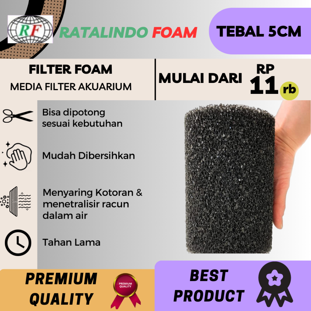 Jual Filter Foam, Busa Filter Udara, Busa Filter Air Tebal 5mm Bio Foam ...